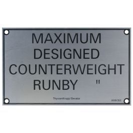 TKE Spare Parts | NAMEPLATE "COUNTERWEIGHT RUNBY" 606CB2